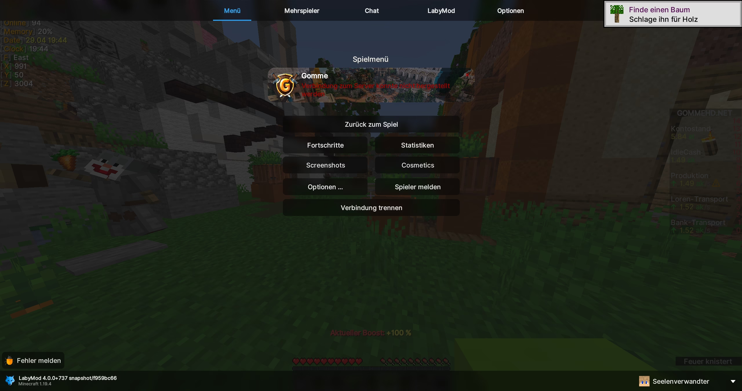 Current server info only below buttons | LabyMod Idea